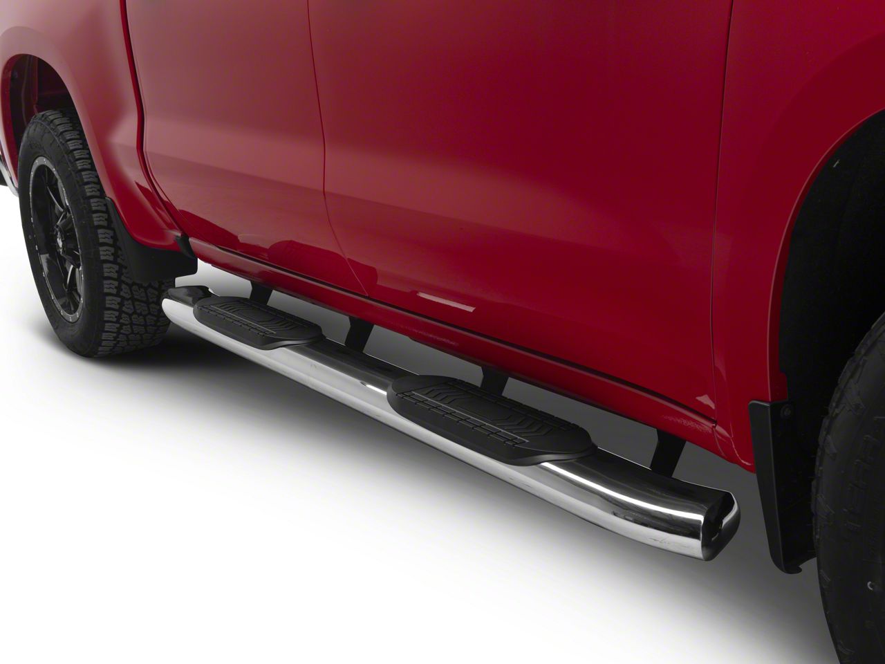 RedRock Silverado 1500 6-Inch Oval Bent End Side Step Bars; Stainless ...