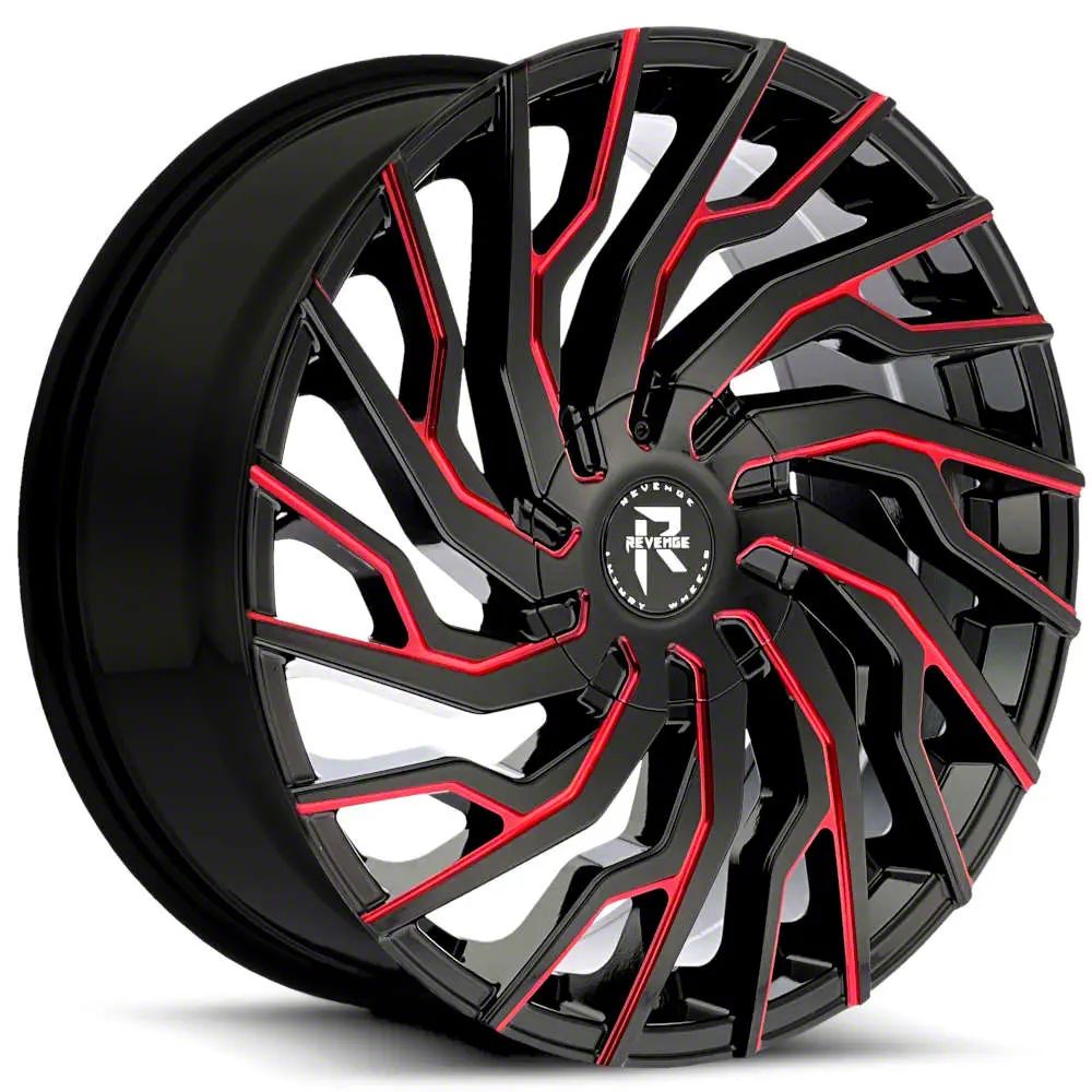 Revenge Luxury Wheels Sierra 1500 RL-101 Black Paint Red Milled 6-Lug ...
