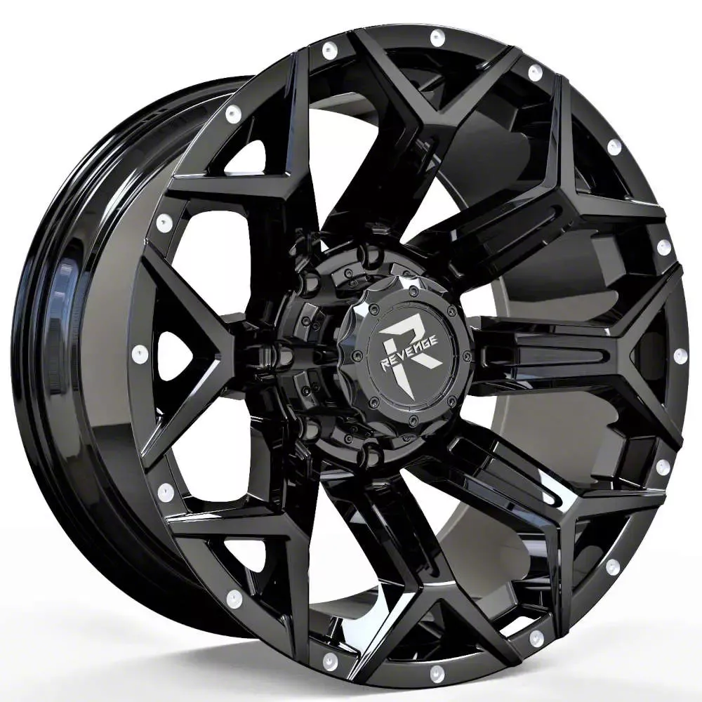 Revenge Off-Road Wheels RAM 3500 RV-202 Gloss Black with Dots 8-Lug ...
