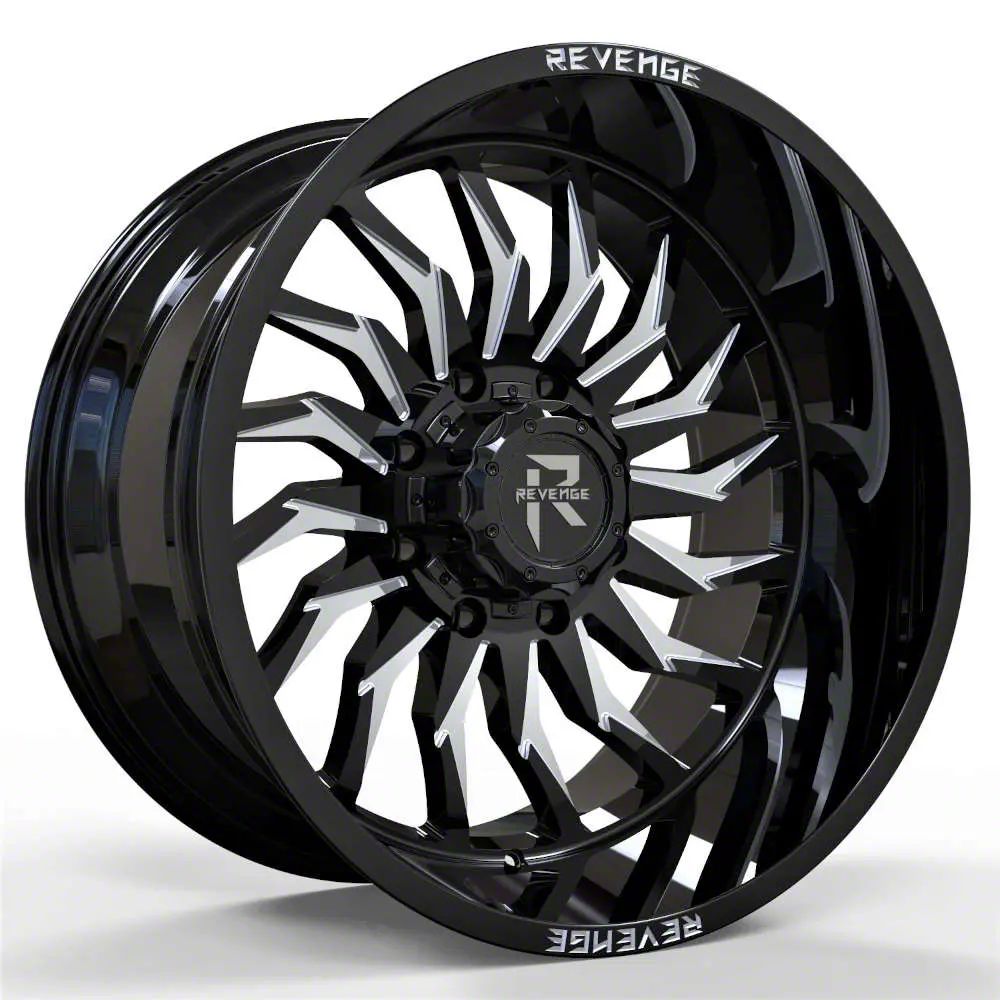 Revenge Off-Road Wheels RAM 3500 RV-204 Black and Milled 8-Lug Wheel ...
