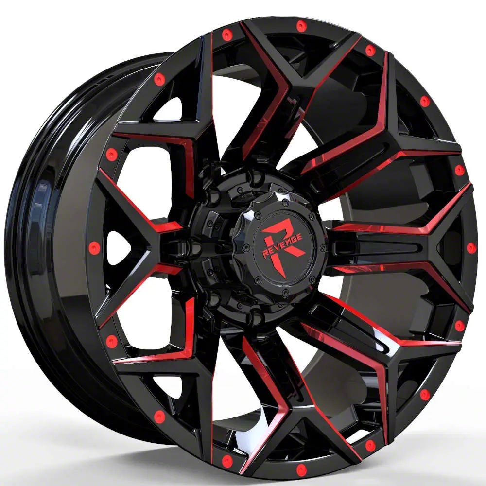 F-250 Super Duty RV-202 Black and Red Milled 8-Lug Wheel; 20x9; 0mm ...