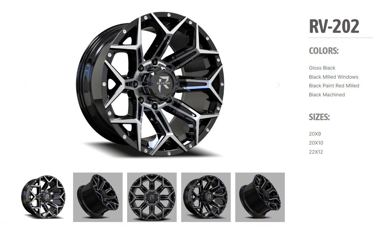 Ranger RV-202 Black Machine 6-Lug Wheel; 20x10; -19mm Offset (19-23 ...