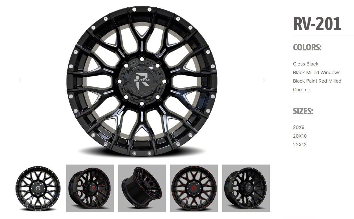 Revenge Off-Road Wheels Silverado 1500 RV-201 Gloss Black with Dots 6-Lug Wheel; 20x9; 0mm ...