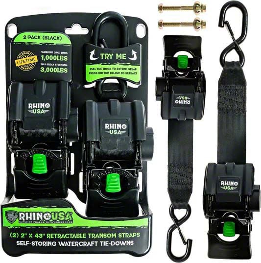 Rhino USA RAM 2500 Retractable Transom Straps; 2-Pack; Black TD ...