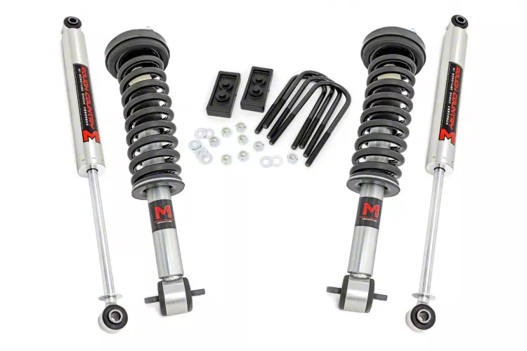 Rough Country Suspension F-150 2-Inch Leveling Lift Kit with M1 Monotube Struts and Shocks 50040 ...
