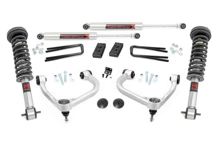 Rough Country F-150 3-Inch Suspension Lift Kit with M1 Monotube Struts and Shocks 57740 (21-22 ...