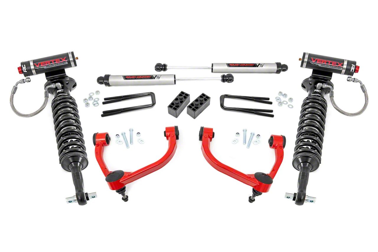 Rough Country Suspension F-150 3-Inch Bolt-On Upper Control Arm Suspension Lift Kit with Vertex ...