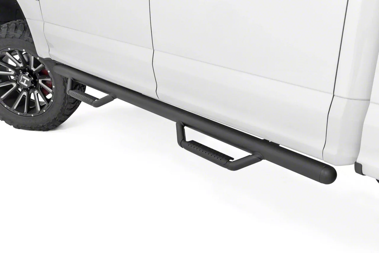Rough Country F-150 Cab Length Nerf Side Step Bars; Black RCF1596CCA (15-25 F-150 SuperCrew ...