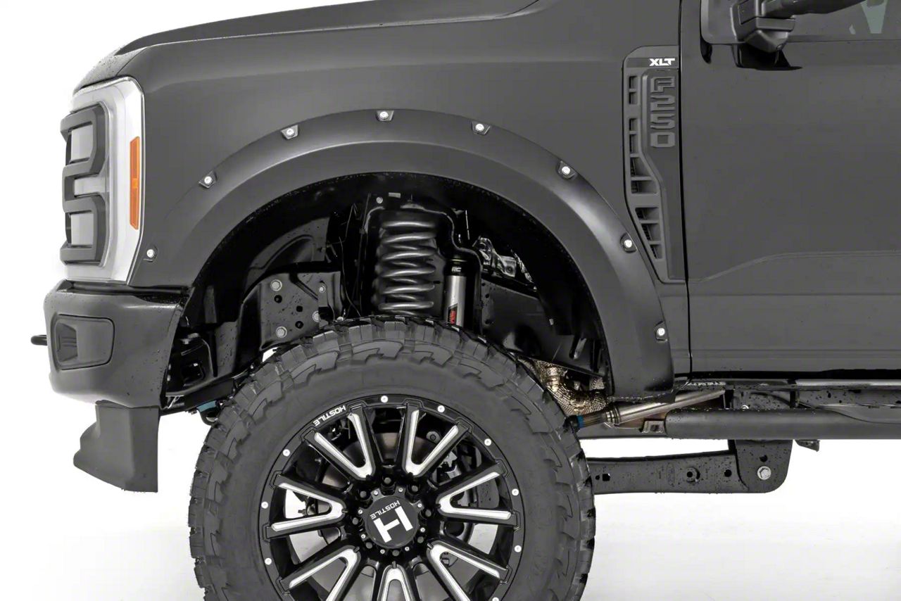 Rough Country F-250 Super Duty Pocket Fender Flares; Flat Black F ...