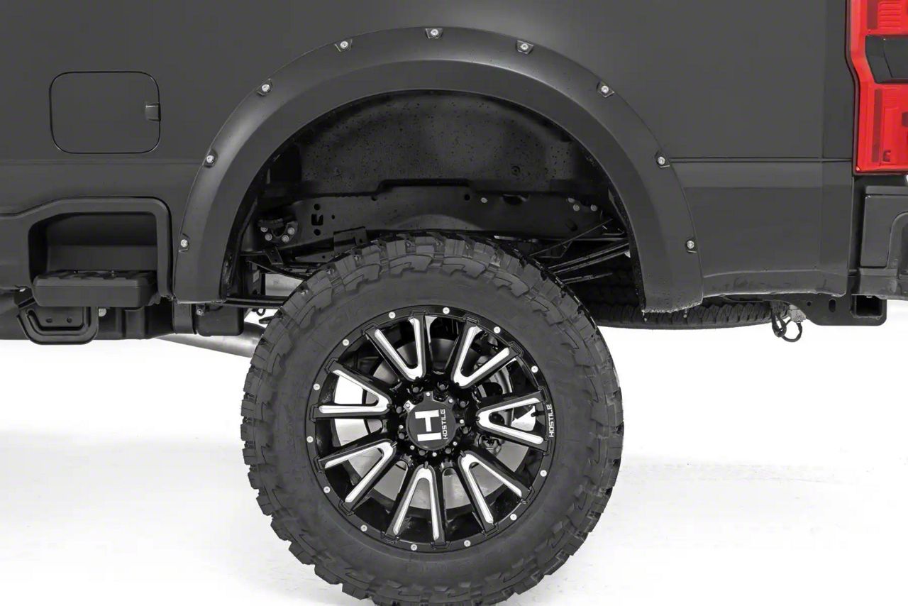 Rough Country F-250 Super Duty Pocket Fender Flares; Flat Black F ...