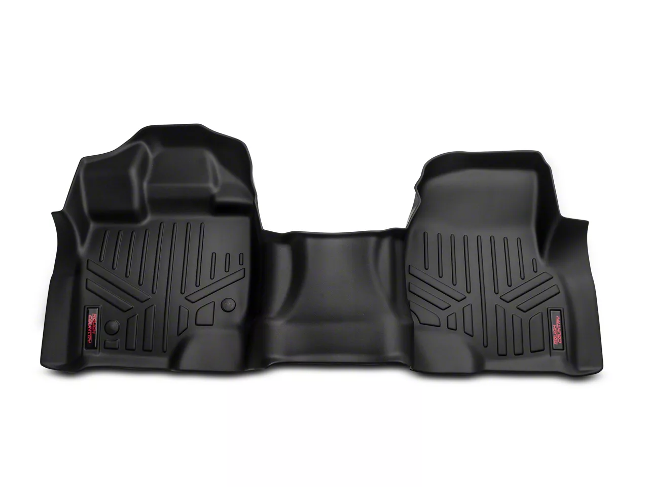 Rough Country F-150 Heavy Duty Front Over the Hump Floor Mats; Black M ...