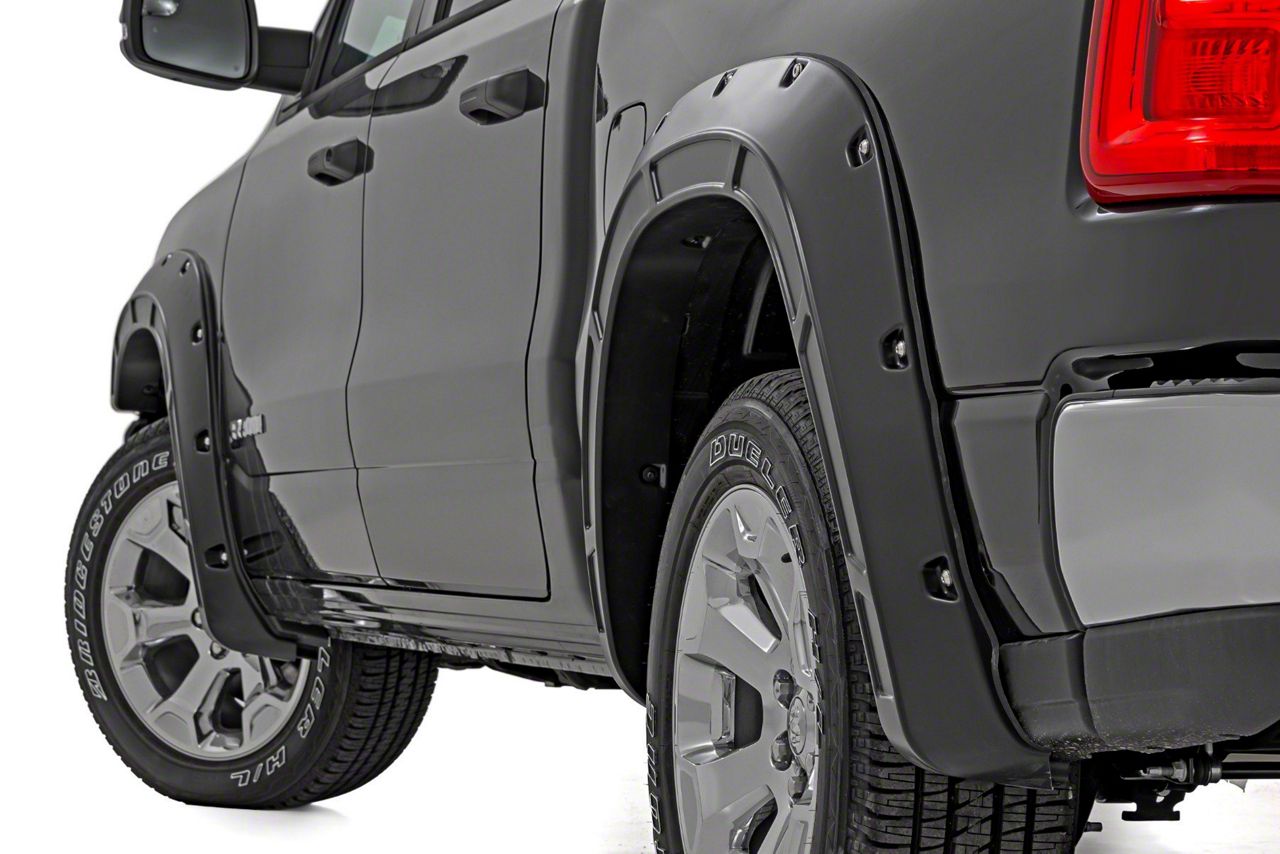 Rough Country Offroad RAM 1500 Defender Fender Flares; Flat Black A ...