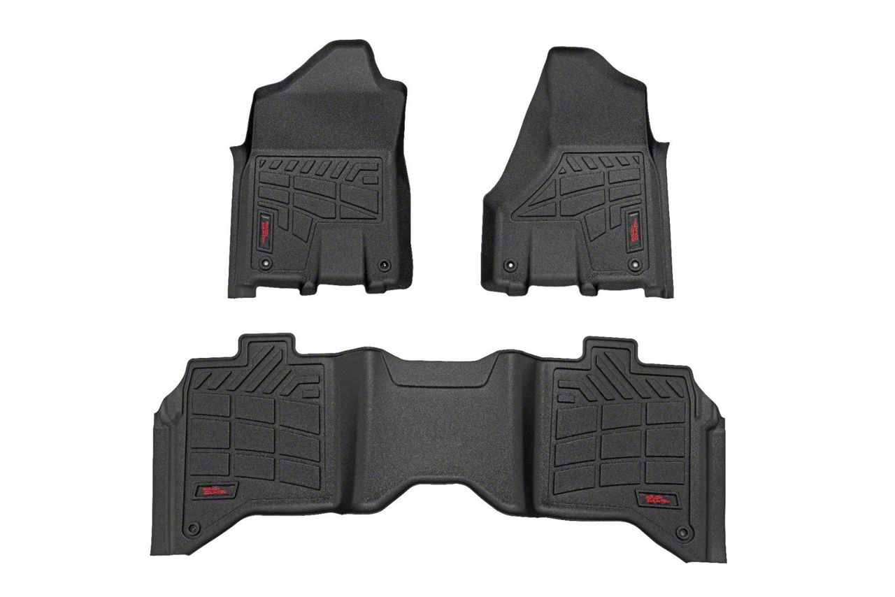 Rough Country RAM 3500 Sure-Fit Front and Rear Floor Mats; Black ...