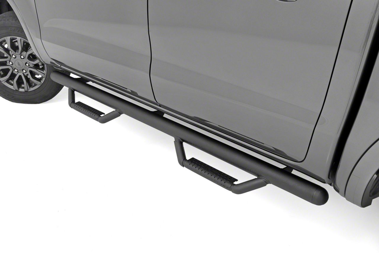 Rough Country Ranger Cab Length Nerf Side Step Bars; Black RCF1981CCA ...