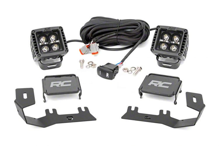 Rough Country Sierra 1500 Black Series White DRL LED Ditch Light Kit; Spot Beam 71054 (14-18 ...