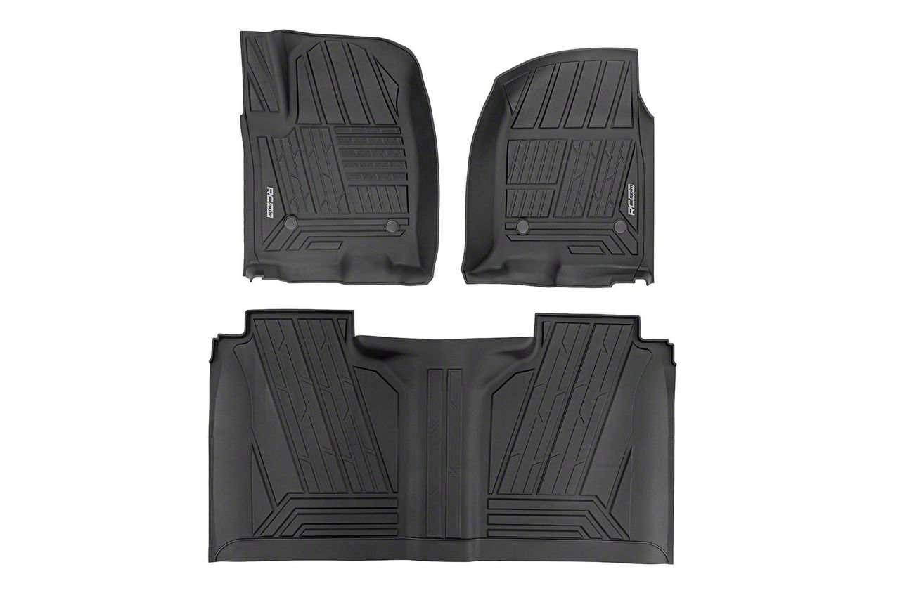 Rough Country Sierra 1500 Flex-Fit Front and Rear Floor Mats; Black FF ...