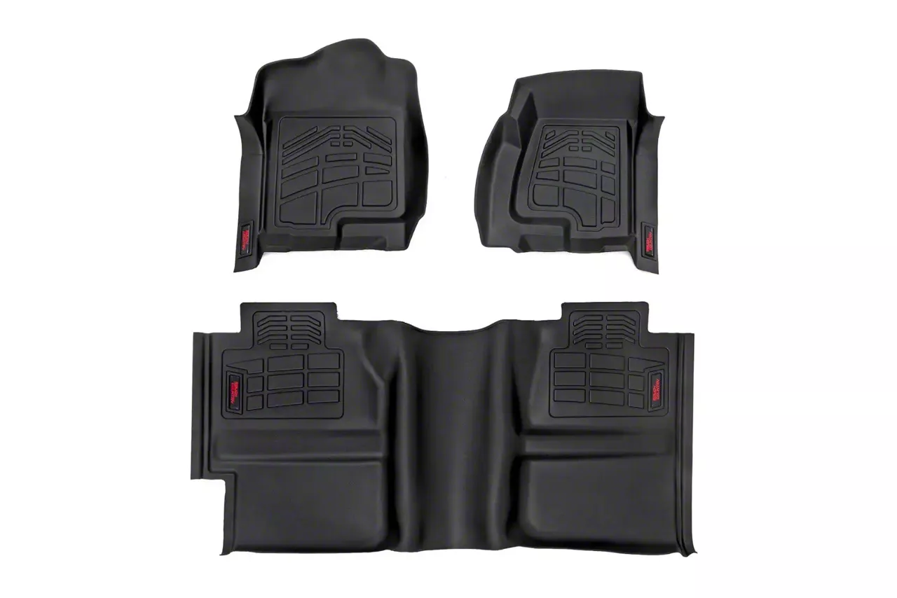 Rough Country Sierra 1500 Sure-Fit Front and Rear Floor Mats; Black ...