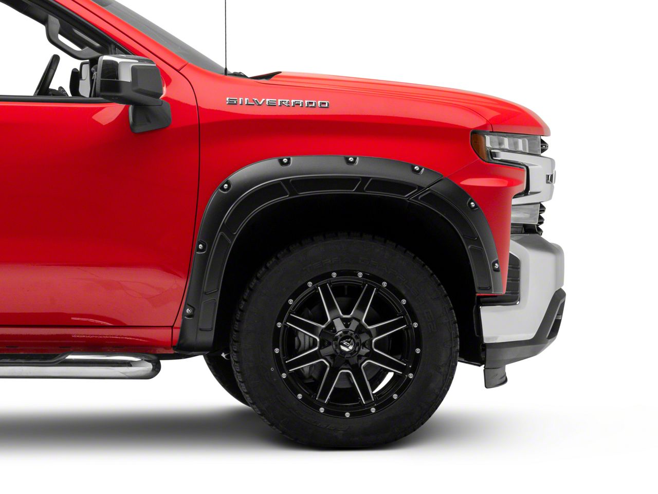 Rough Country Silverado 1500 Defender Fender Flares; Flat Black A ...