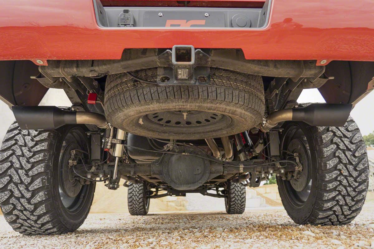 Rough Country Silverado 1500 Dual Exhaust System with Black Tips; Side ...