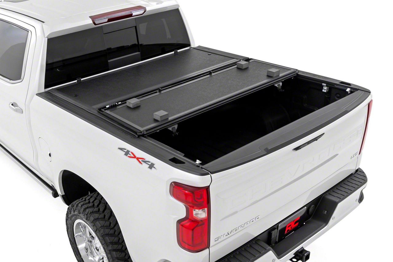 Rough Country Silverado 1500 Hard Low Profile Tri-Fold Tonneau Cover ...