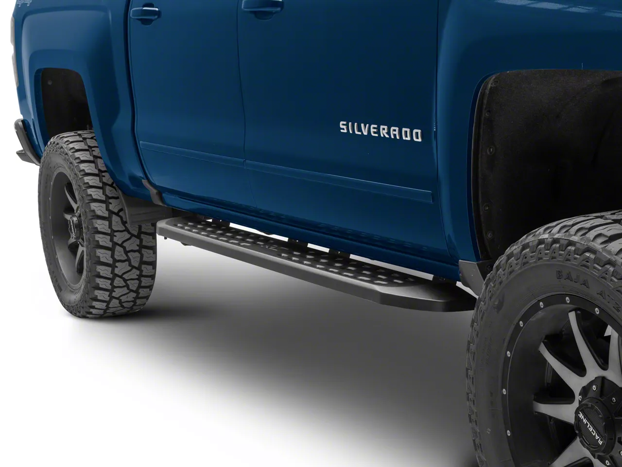 Rough Country Silverado 1500 RPT2 Running Boards; Matte Black 44001 (07 ...