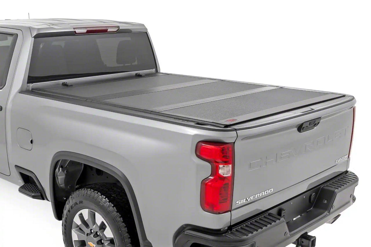 Rough Country Silverado 2500 Hard Tri-Fold Flip-Up Tonneau Cover ...