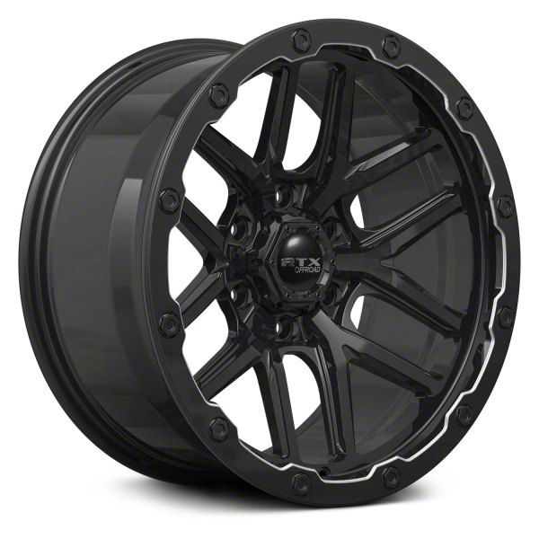 RTX Offroad Wheels Yukon Volcano Gloss Black Milled Edge 6-Lug Wheel ...
