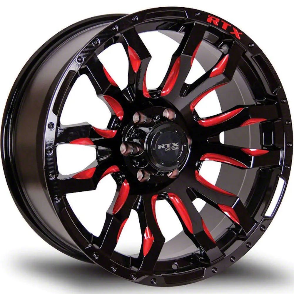 RTX Offroad Wheels Silverado 1500 Patton Gloss Black Red Milling 6-Lug ...