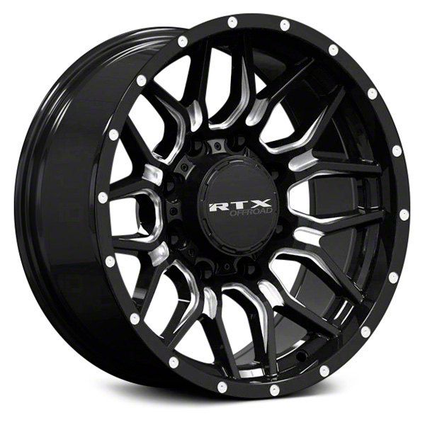 RTX Offroad Wheels F-150 Claw Gloss Black Milled with Rivets 6-Lug ...