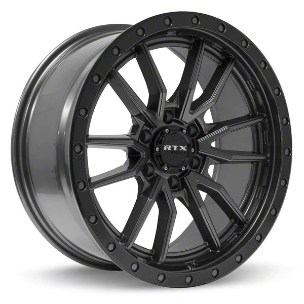 RTX Offroad Wheels F-150 Wolf Black with Gray Center 6-Lug Wheel; 18x9 ...