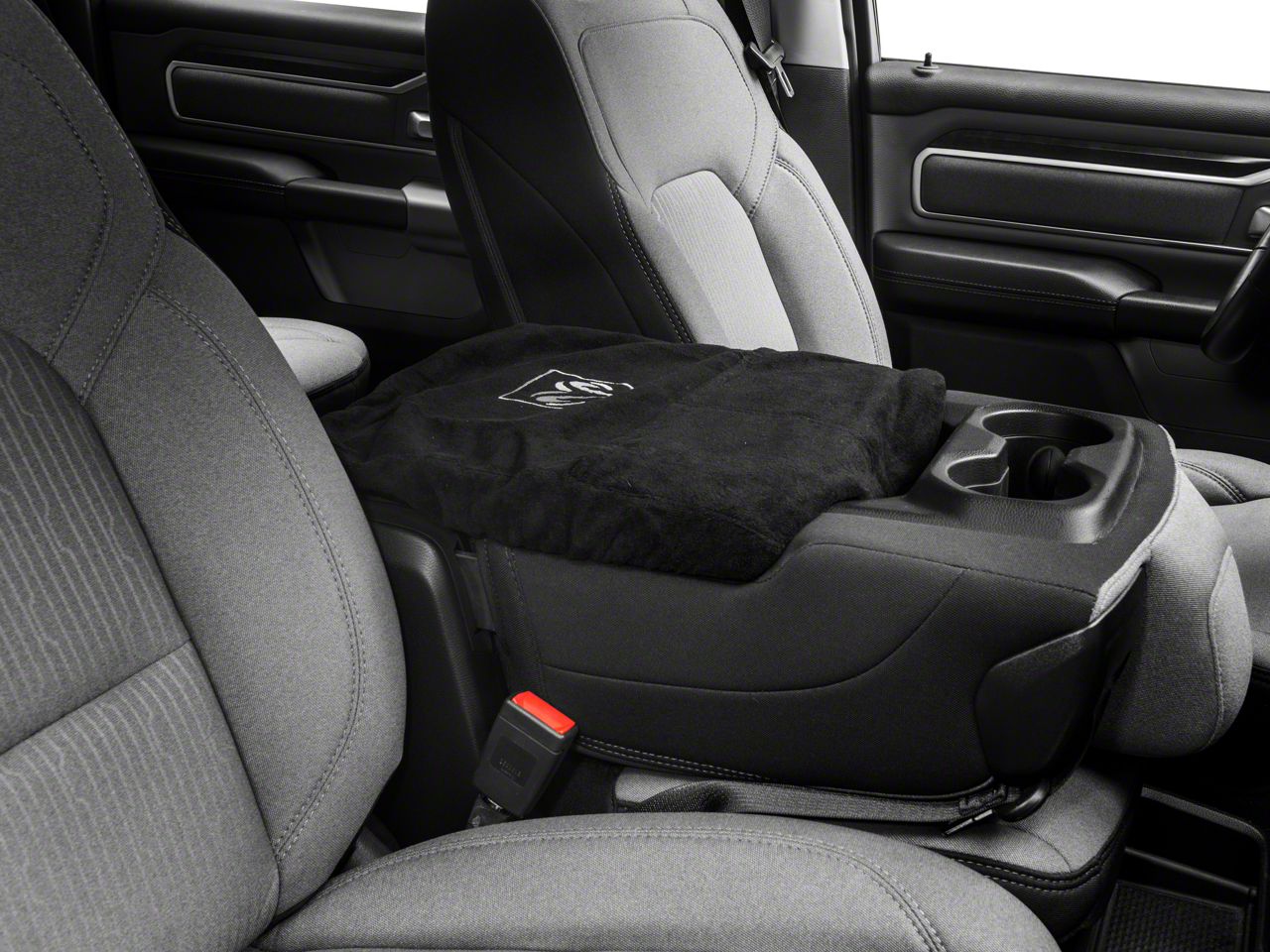 RAM 1500 Center Console Cover with RAM Logo; Black with Silver Logo (02 ...