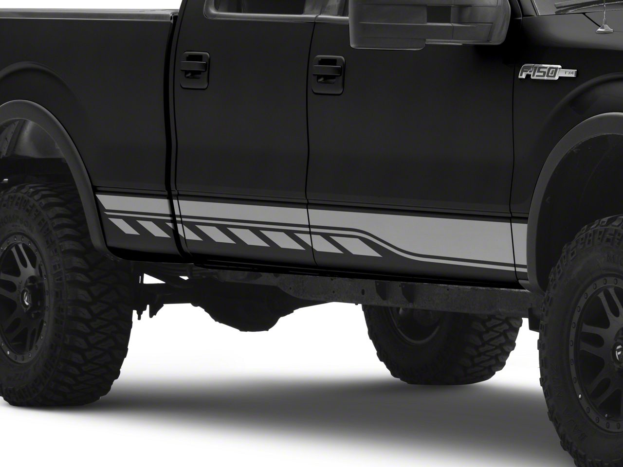 SEC10 F-150 Dash and Striped Rocker Stripes; Silver T601748 (Universal ...