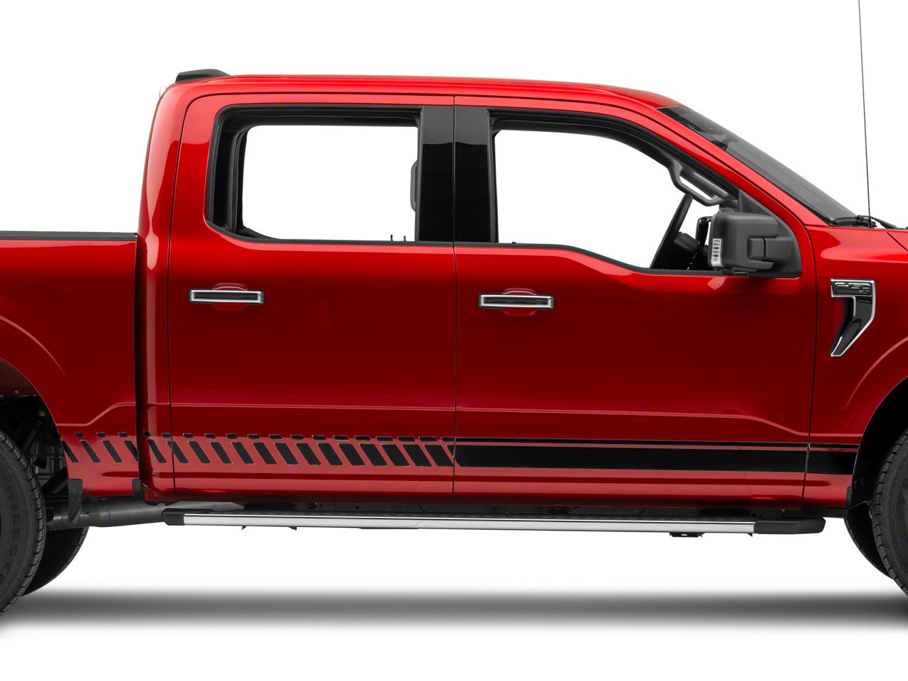 SEC10 F-150 Dashed Rocker Stripes; Matte Black T577776 (Universal; Some ...