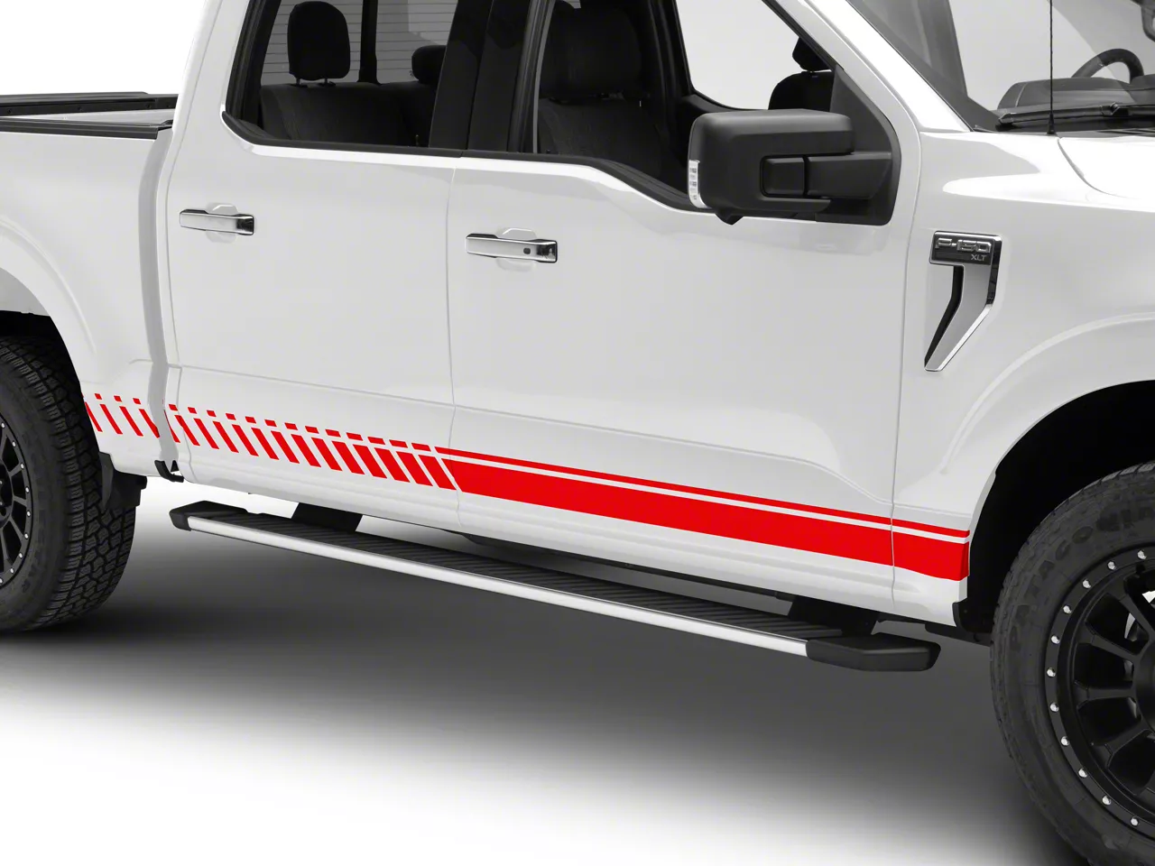 SEC10 F-150 Dashed Rocker Stripes; Red T577779 (Universal; Some ...