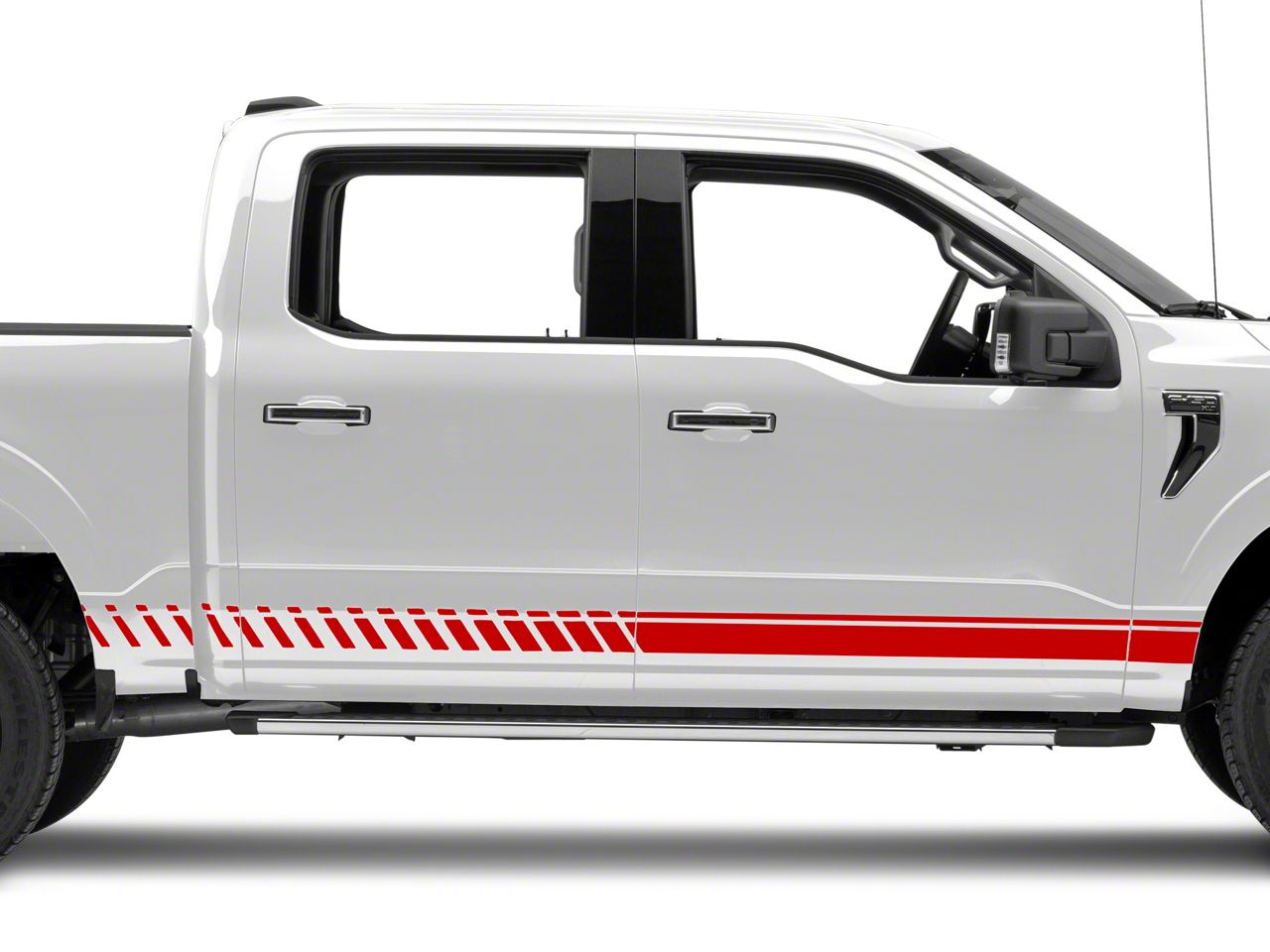 SEC10 F-150 Dashed Rocker Stripes; Red T577779 (Universal; Some ...