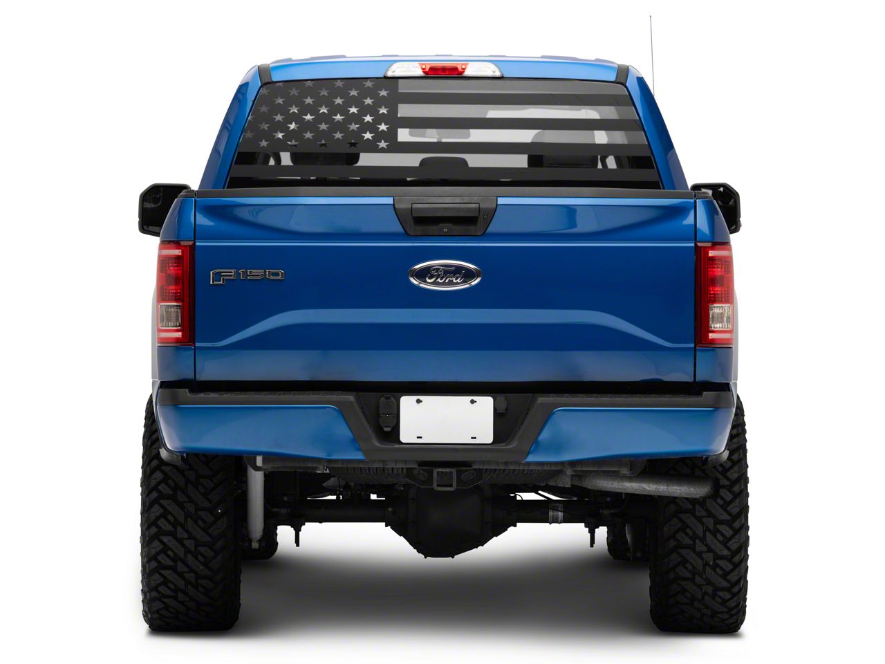 SEC10 F-150 Full Window American Flag Decal; Matte Black T548314 (97-24 ...