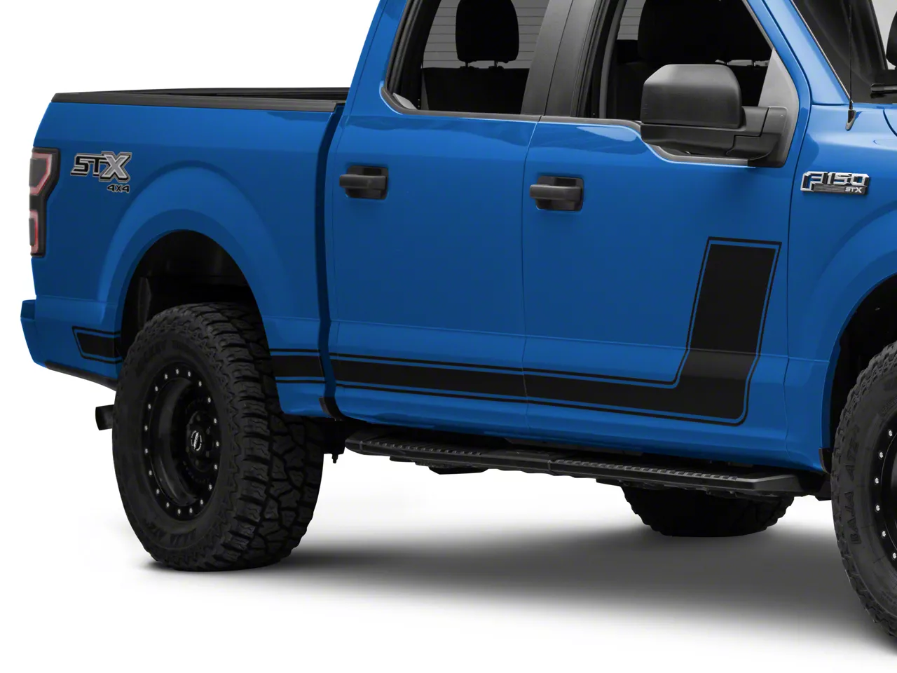 SEC10 F-150 Side Stripes with 1-Piece Pinstripe; Matte Black T557858 ...