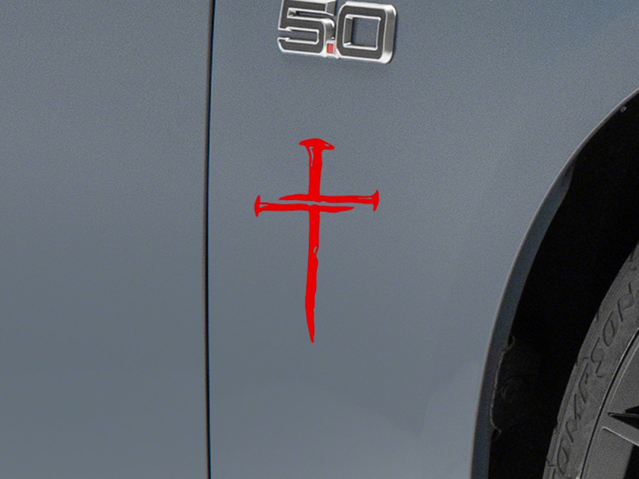 SEC10 F-250 Super Duty Cross of Nails Decal; Red 471682 (Universal ...