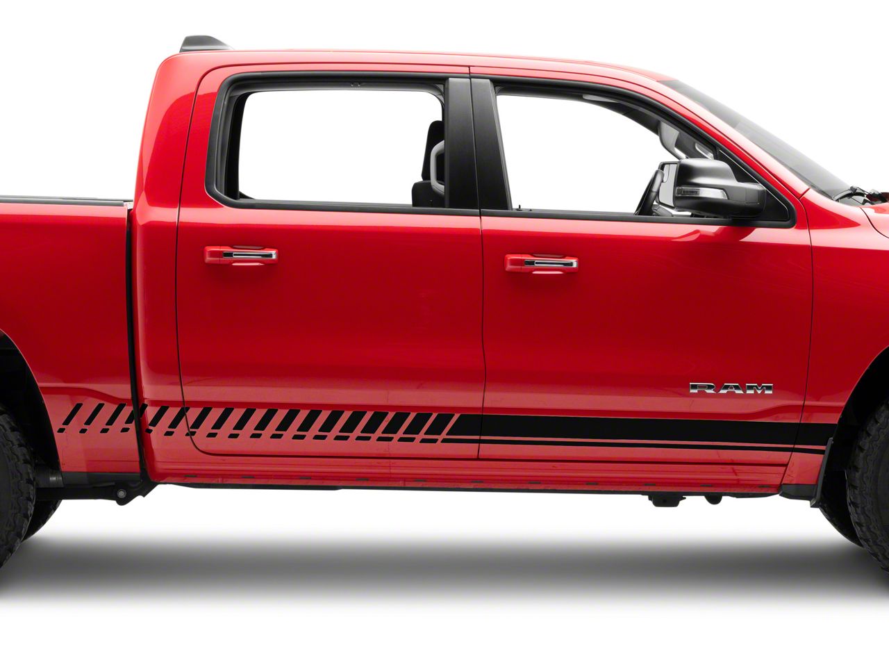 SEC10 RAM 1500 Dashed Rocker Stripes; Matte Black T577776 (Universal ...