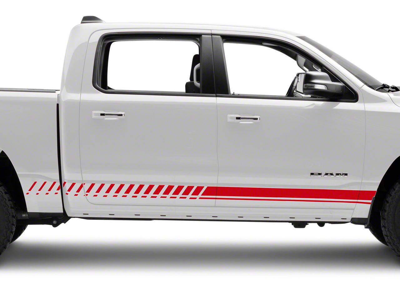 SEC10 RAM 1500 Dashed Rocker Stripes; Red T577779 (Universal; Some ...