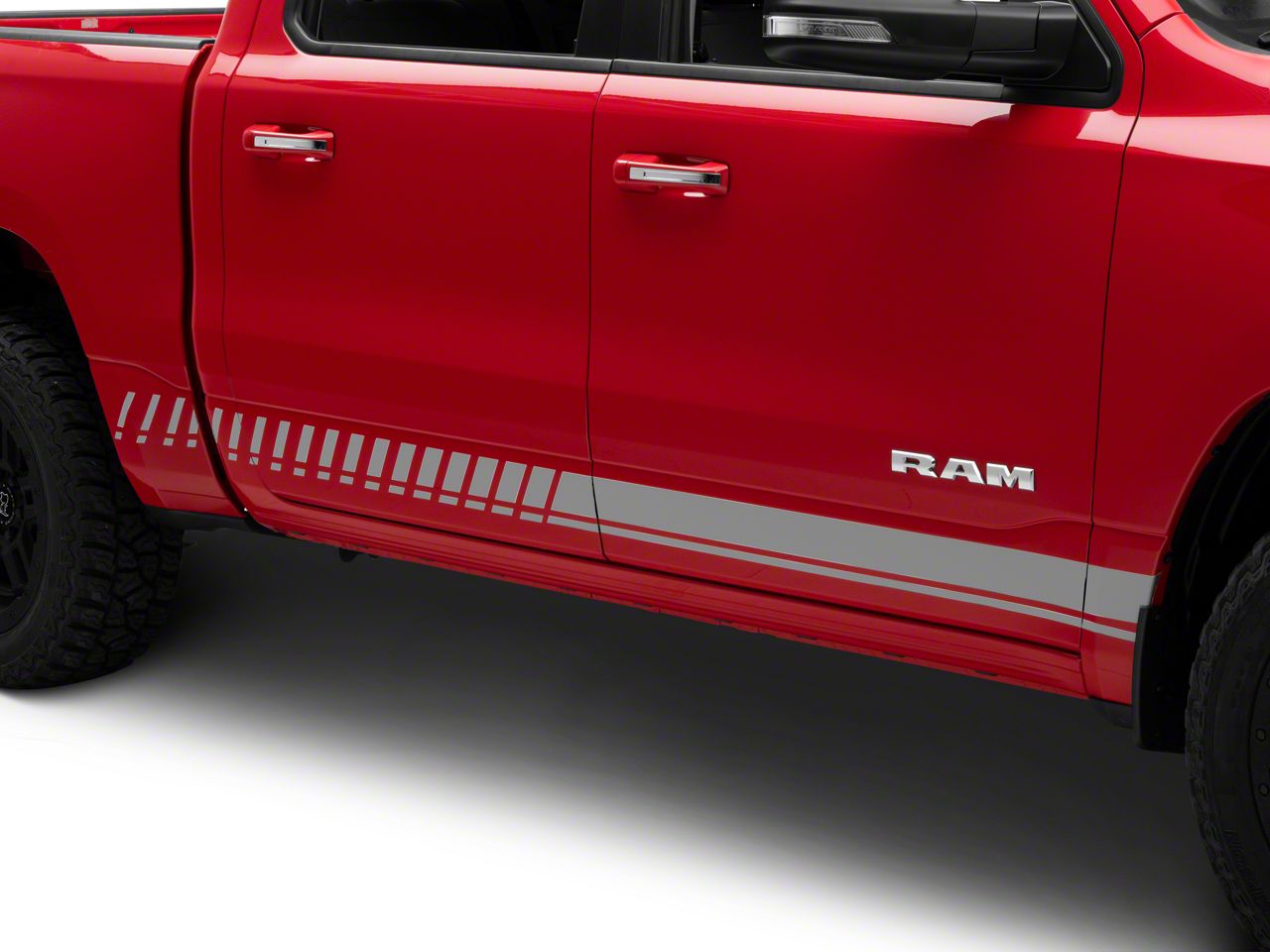 SEC10 RAM 1500 Dashed Rocker Stripes; Silver T577778 (Universal; Some ...