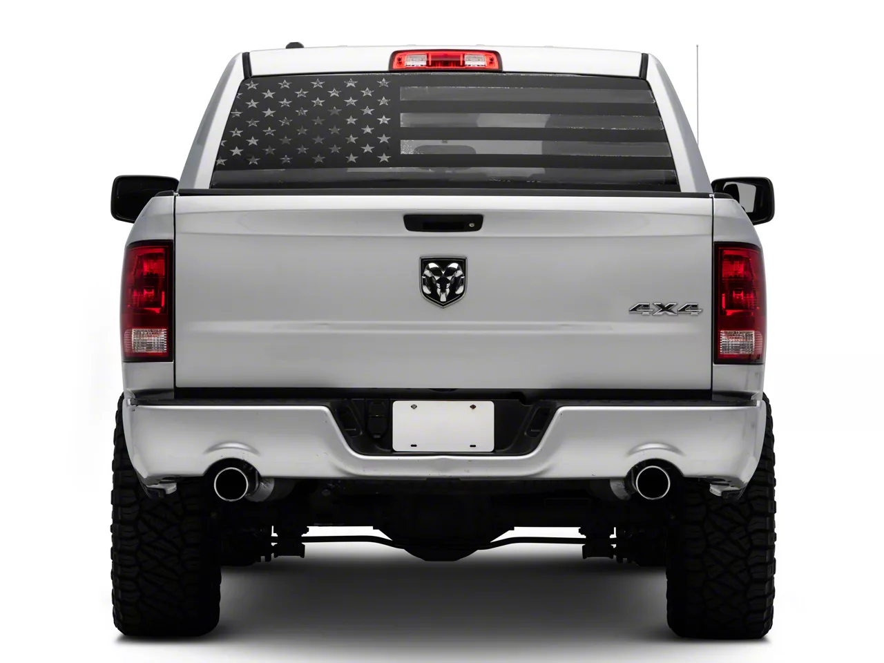 SEC10 RAM 1500 Full Window American Flag Decal; Matte Black R115261 (94 ...