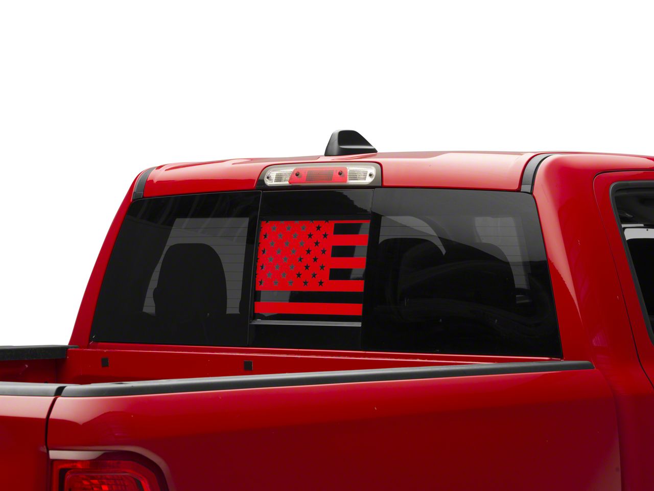 SEC10 RAM 1500 Middle Window American Flag Decal; Red R115259 (94-26 ...