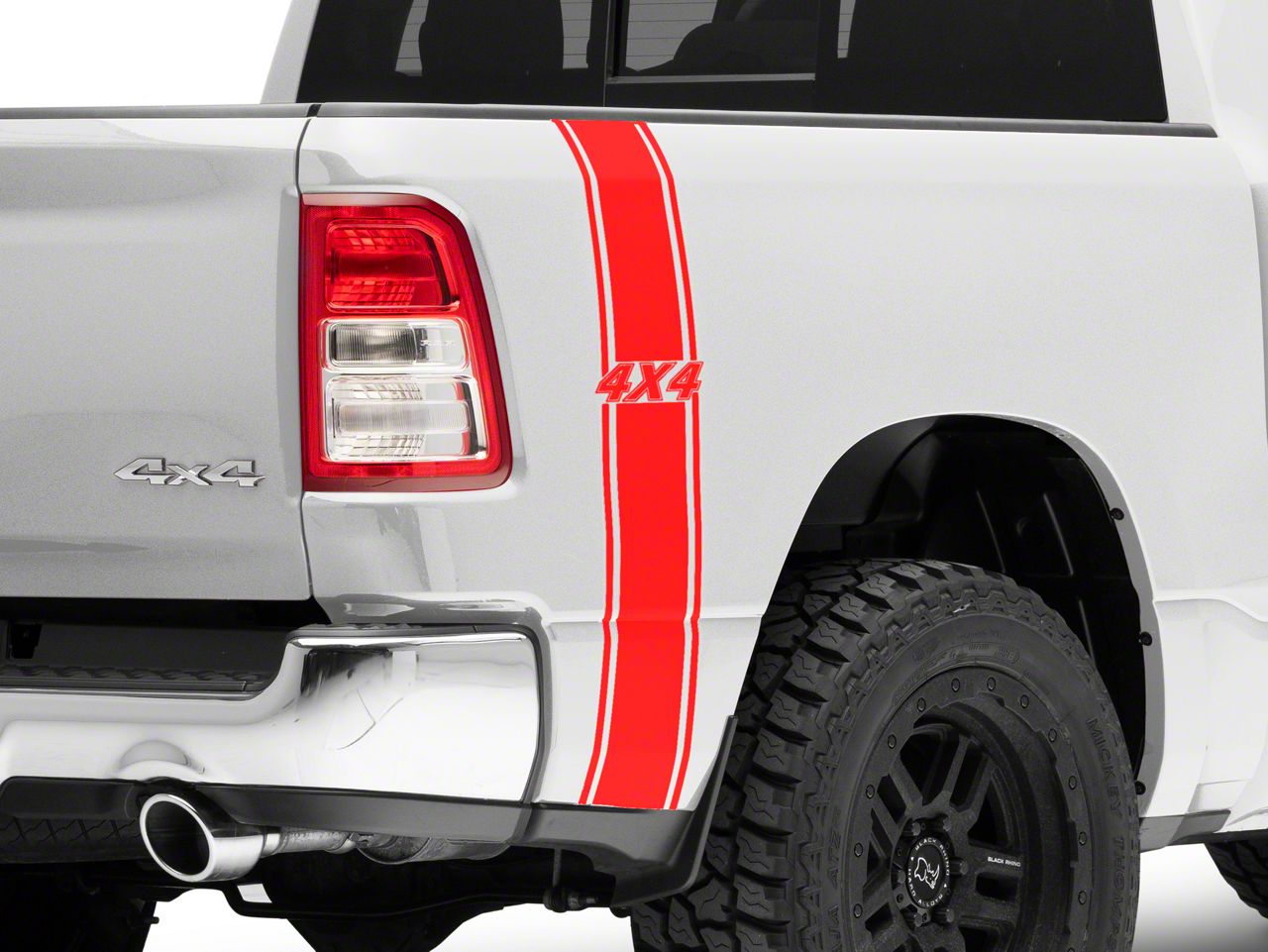 SEC10 RAM 1500 Rear Vertical Stripe with 4x4 Logo; Red R134655 (94-26 ...