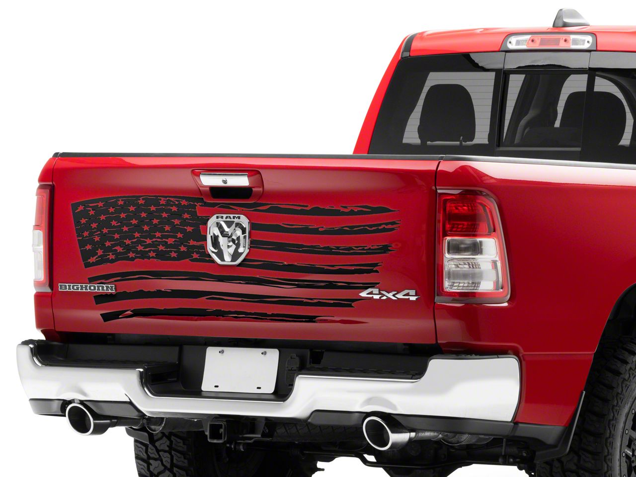 SEC10 RAM 1500 Tailgate Flag Distressed Wave Decal; Matte Black T578093 ...