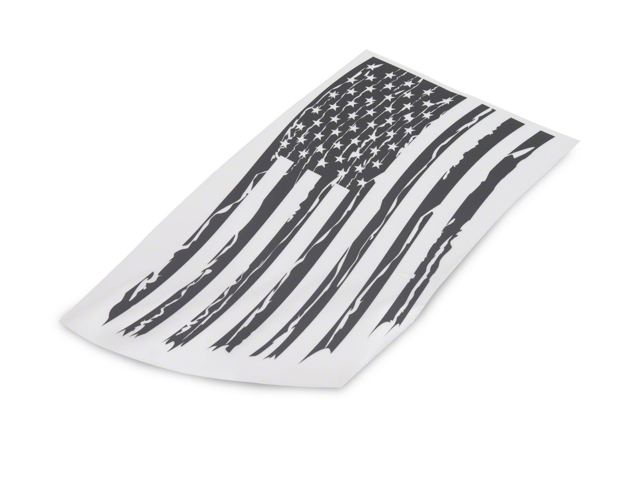 SEC10 RAM 1500 Vertical Tailgate Distressed Flag Decal; Matte Black ...