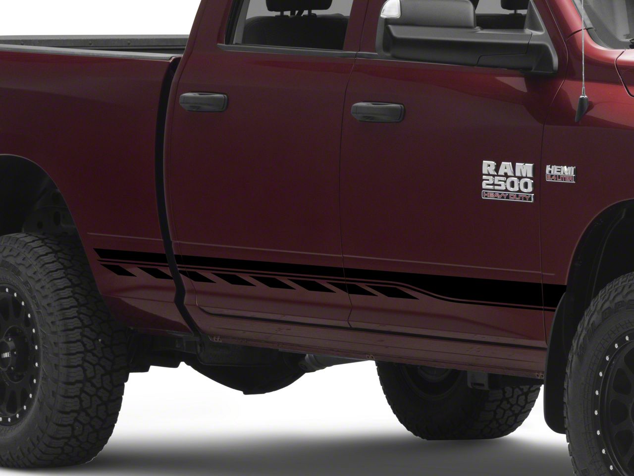 SEC10 RAM 2500 Dash and Striped Rocker Stripes; Gloss Black T601745 ...