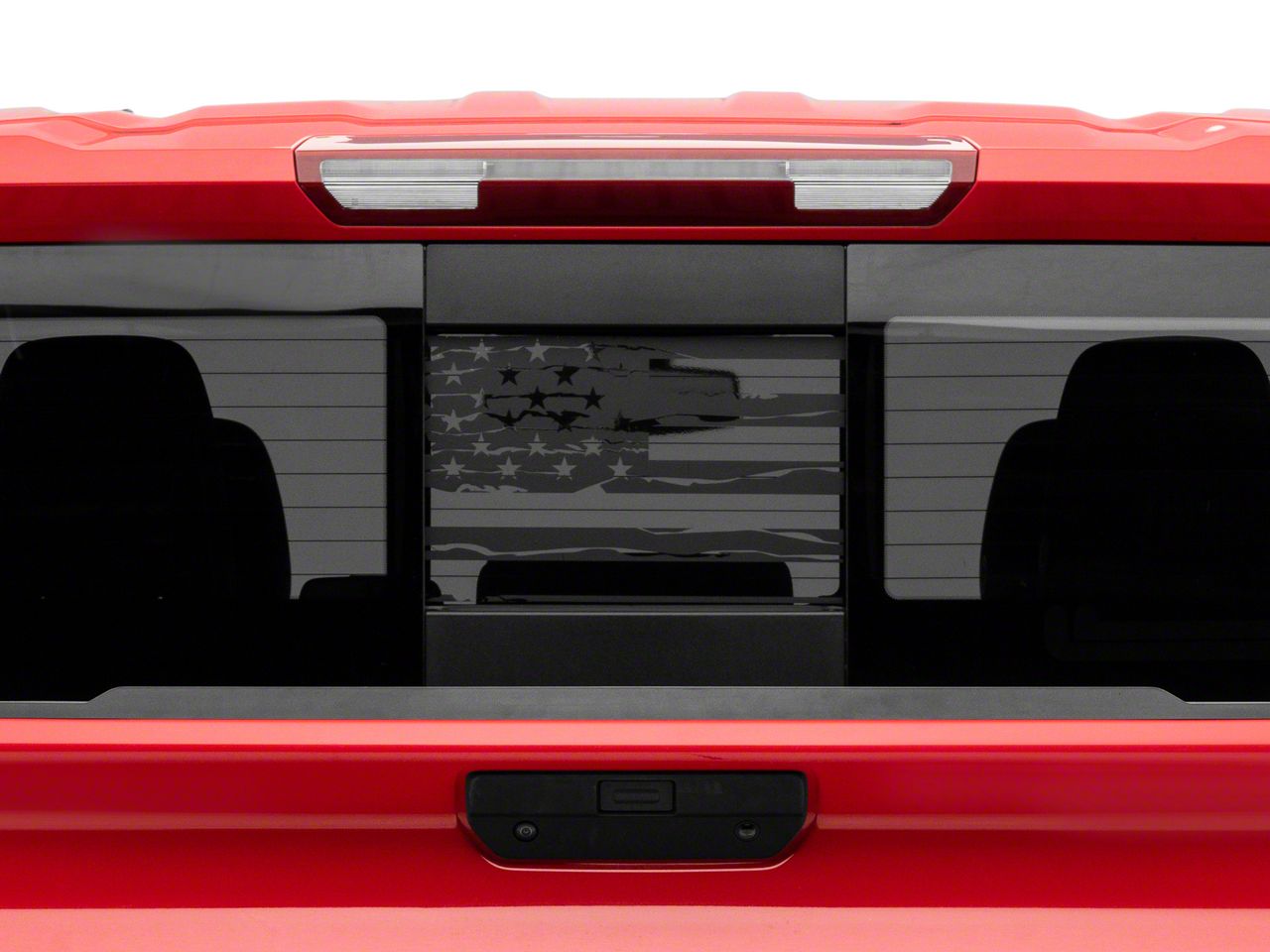 SEC10 Sierra 1500 Middle Window Distressed American Flag Decal; Matte ...