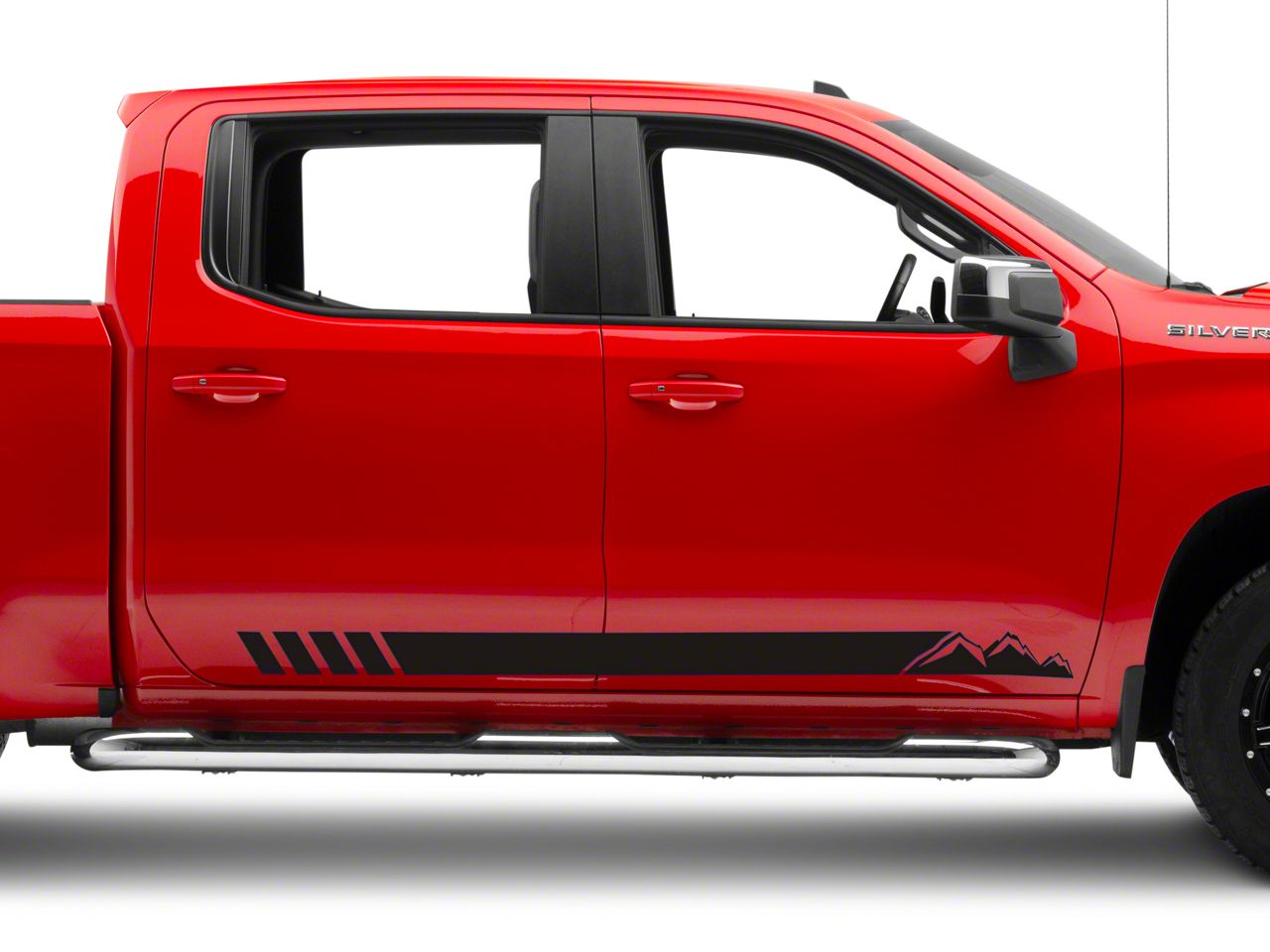 SEC10 Silverado 1500 Mountain Rocker Stripes; Matte Black T578086 ...