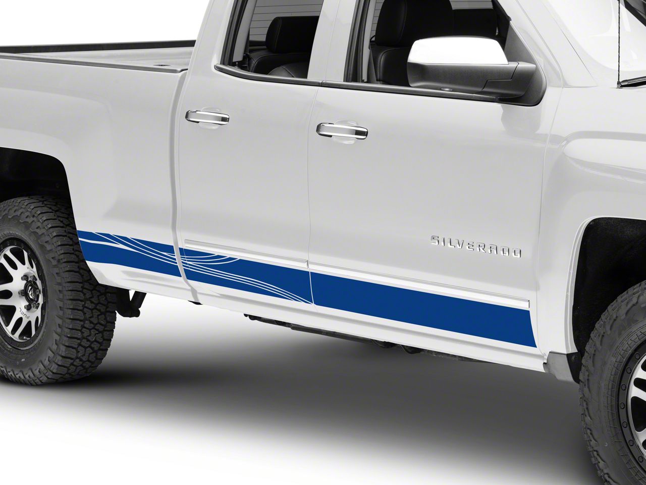SEC10 Silverado 1500 Rocker Stripe Curves; Blue S130354 (99-26 ...